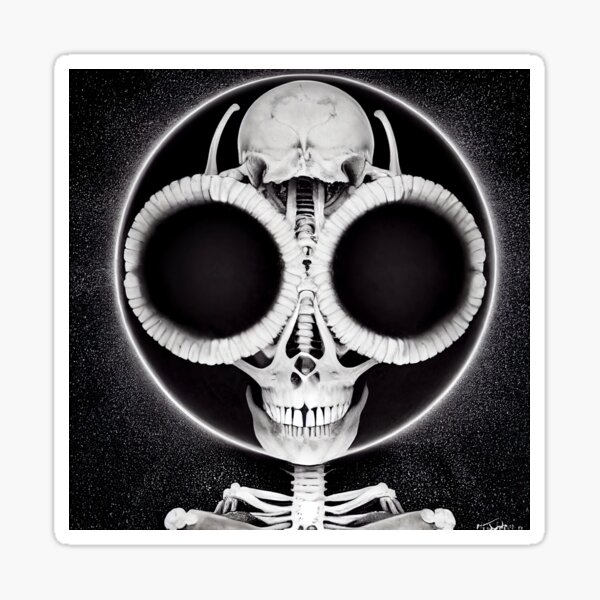 "Alien X-Ray Skeleton" Sticker for Sale by AI-Hotline | Redbubble