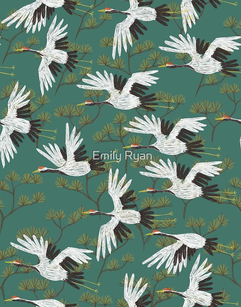 "Japanese Crane Pattern" by Emily Ryan | Redbubble