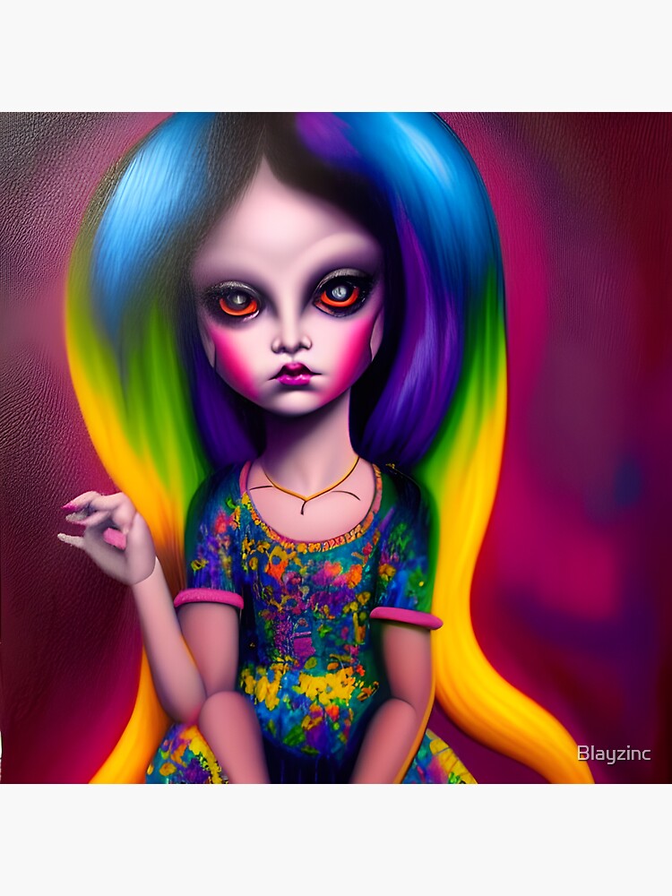"Rainbow Psychedelic Creepy Gothic Doll" Sticker for Sale by Blayzinc ...