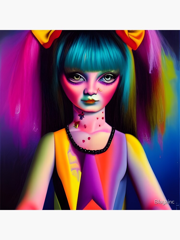 "Rainbow Psychedelic Creepy Gothic Doll" Sticker for Sale by Blayzinc ...