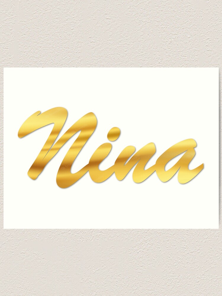 "Nina: Female Dog Name Writing in Golden Calligraphy" Art Print for ...