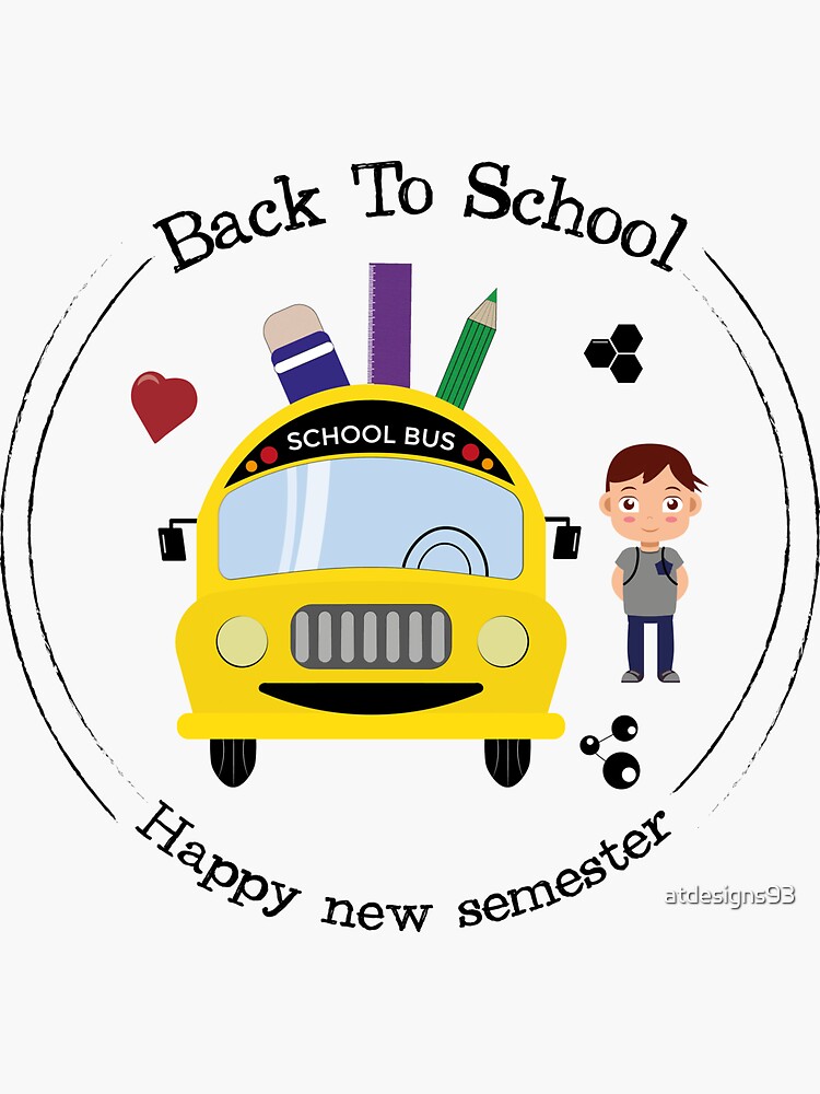 "Back To School - Bus" Sticker for Sale by atdesigns93 | Redbubble