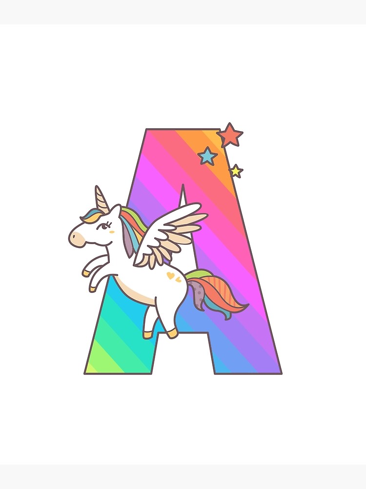 "Unicorn Monogram Letter A Initial Cute Birthday Gift" Poster for Sale ...