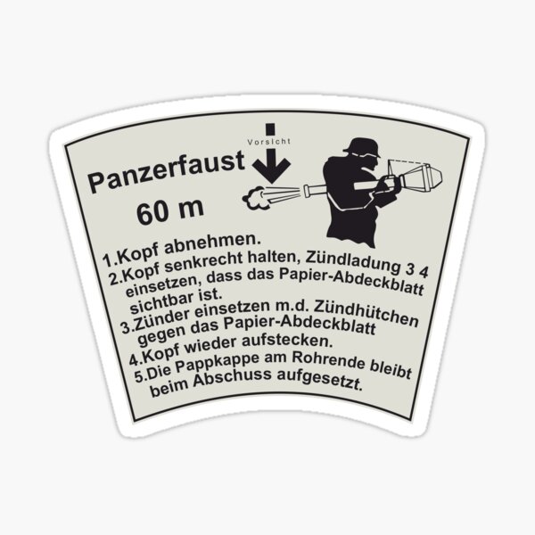 "Instructions for Panzerfaust 60" Sticker for Sale by FAawRay | Redbubble