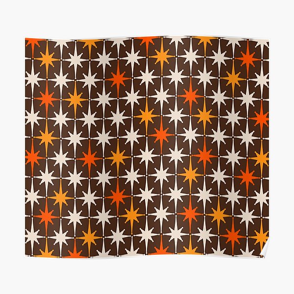 "Midcentury Modern Atomic Age Starburst Pattern in Retro 70s Brown ...