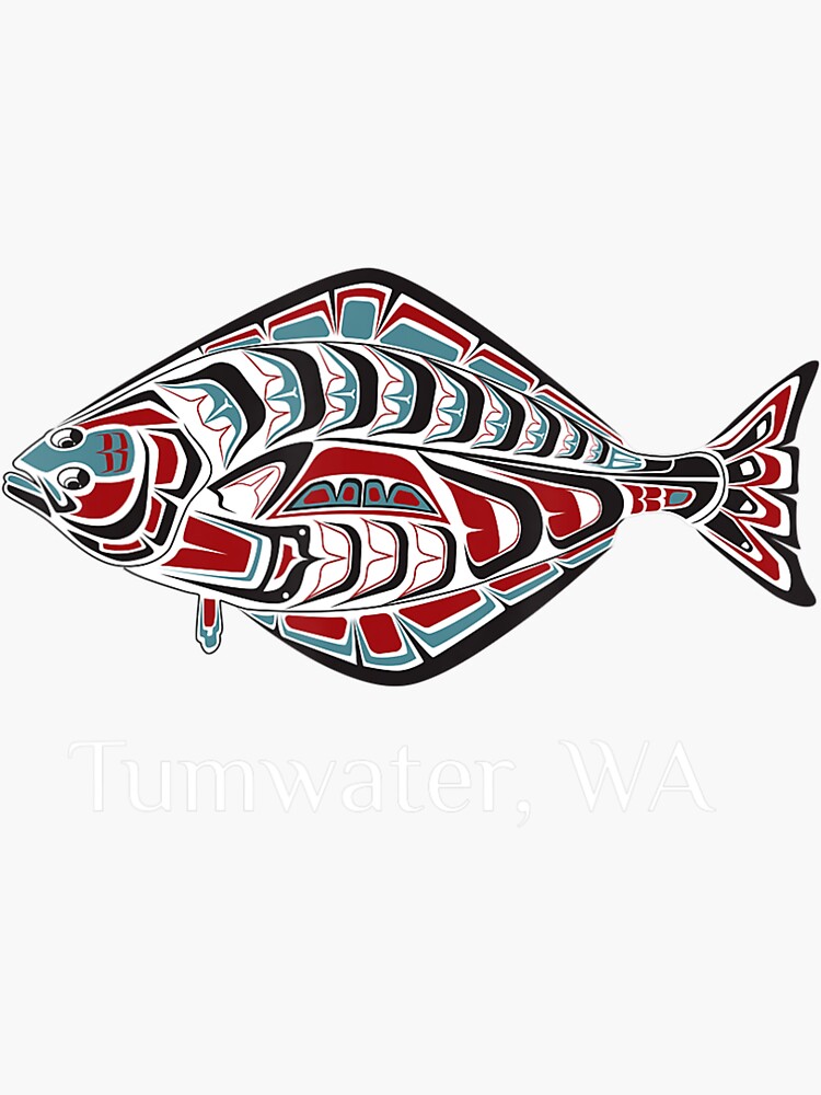 "Tumwater Washington Pnw Art Native American Halibut Tribal" Sticker ...