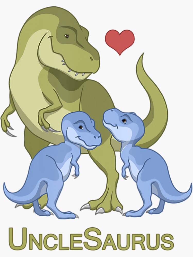 "Unclesaurus T-Rex & Cute Twin Boy Nephew Dinosaurs" Sticker for Sale ...
