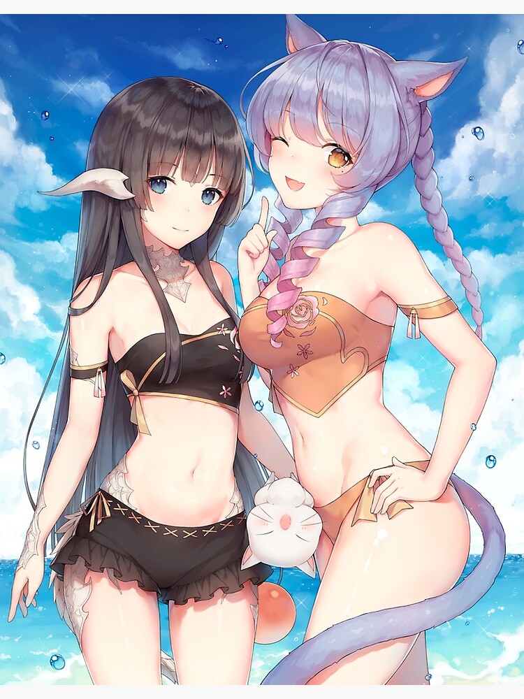 "Au Ra and Miqo'te Race Moogle (Final Fantasy XIV 14 FFXIV Sexy Lewd Panties Tits Hentai Dragon ...