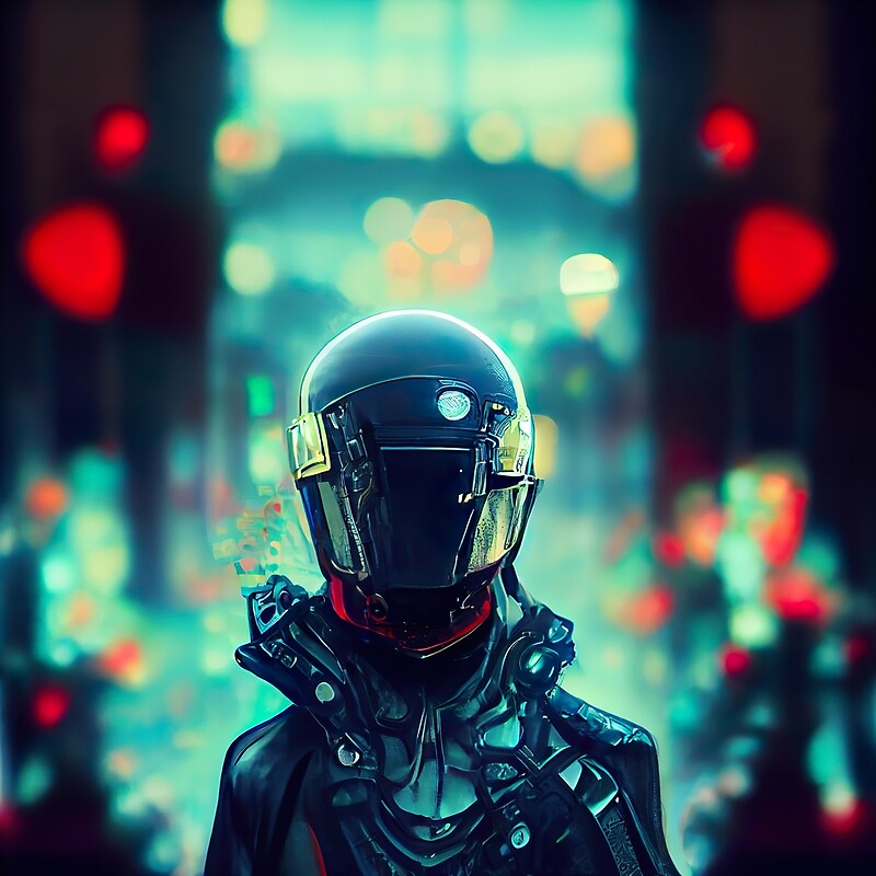 "Portrait of a cyborg in a modern city" by artistico-ai | Redbubble
