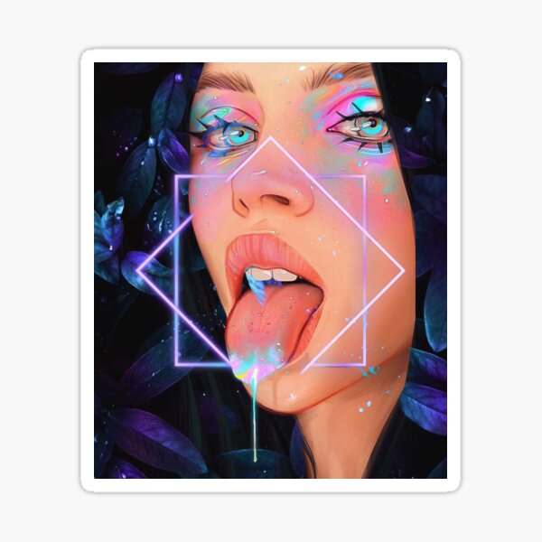 Neon Girl Art Sticker For Sale By Yawning Trainer Redbubble
