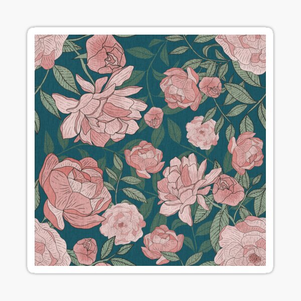 "Victorian Peony Blue BG" Sticker for Sale by latoblab | Redbubble