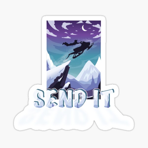 "Motor sled pilot jump over cliffs Send It" Sticker for Sale by Cedinho | Redbubble