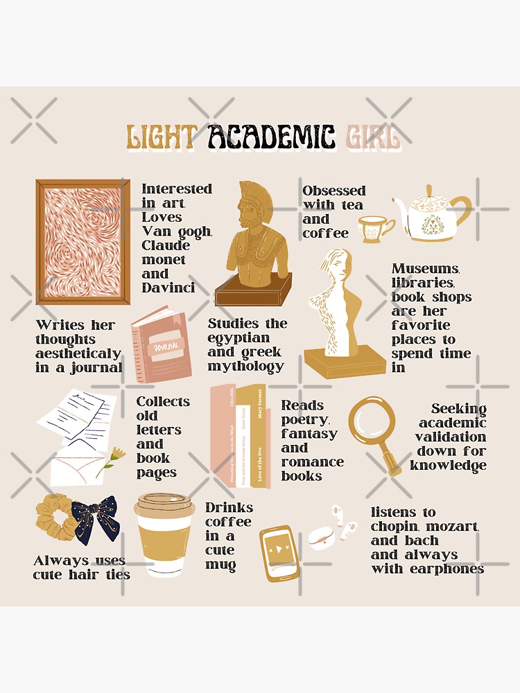 "Light academic girl - Light background" Sticker for Sale by ...
