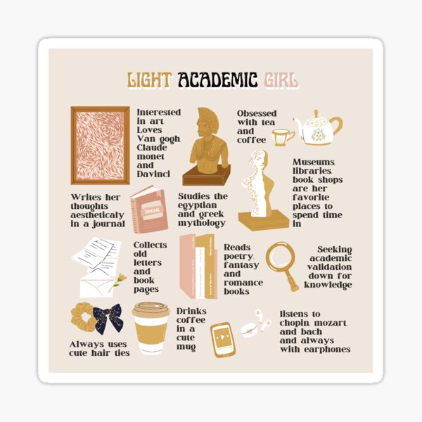 "Light academic girl - Light background" Sticker for Sale by ...