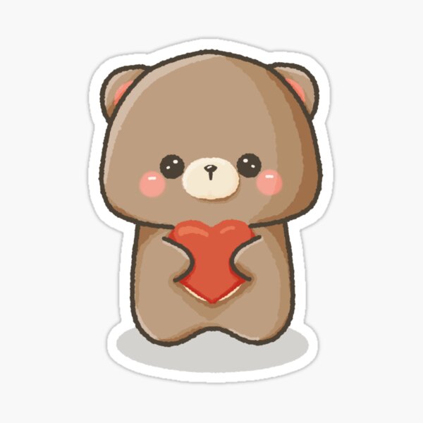"Cute Little Brown Bear -" Sticker for Sale by HappyDoodlen | Redbubble