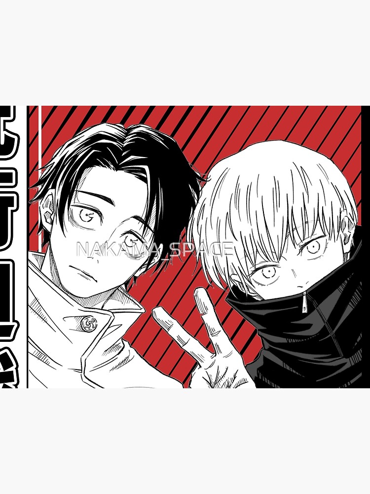 "kawaii Yuta Okkotsu and Toge Inumaki peace sign - jjk cool black and ...