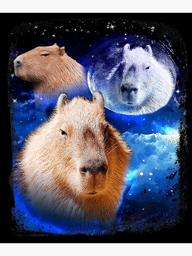 "Capybara Meme moon Funny Capybaras Vintage Kawaii" Art Print for Sale ...