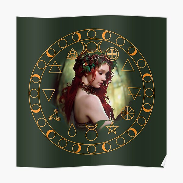 "Celtic wicca goddess surrounded by wicca symbols." Poster for Sale by ...