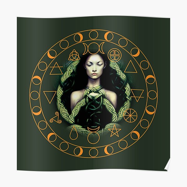 "Celtic wicca goddess surrounded by wicca symbols." Poster for Sale by ...