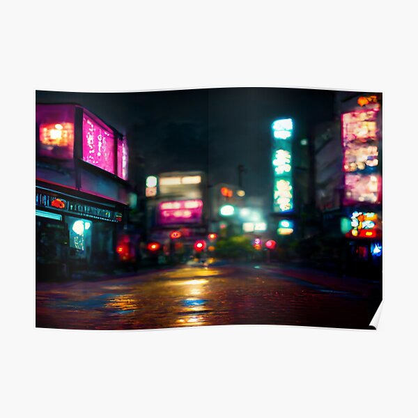 "Tokyo City Street View With Neon signs / Tokyo, Japan" Poster for Sale ...