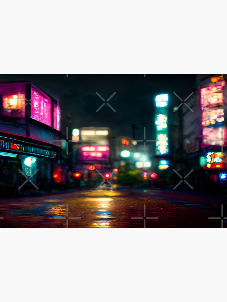 "Tokyo City Street View With Neon signs / Tokyo, Japan" Sticker for ...