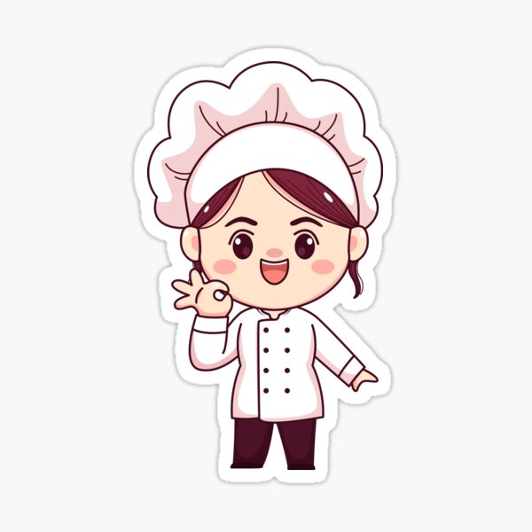 "Cute and kawaii female chef with delicious sign cartoon manga chibi ...
