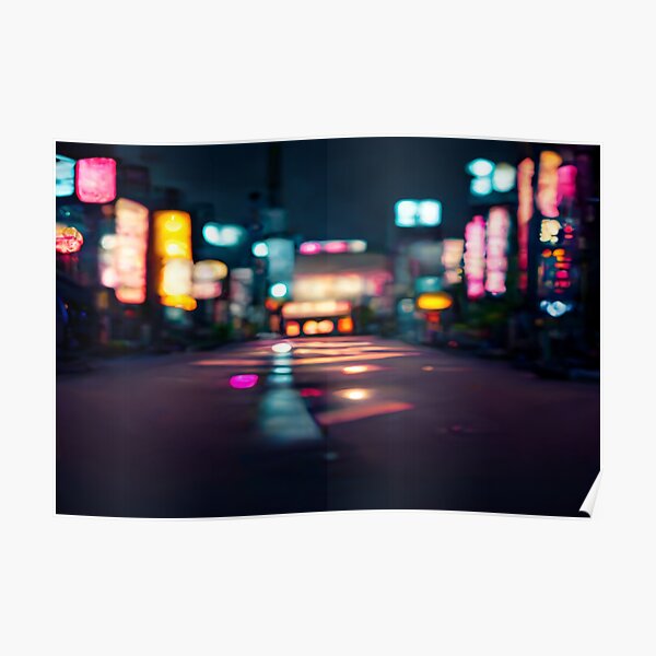 "Tokyo City Street View With Neon signs / Tokyo, Japan" Poster for Sale ...