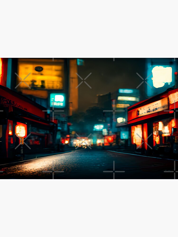 "Tokyo City Street View With Neon signs / Tokyo, Japan" Sticker for ...