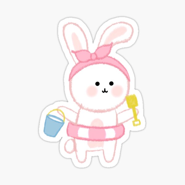 "Kawaii Swimming Bunny Pool" Sticker for Sale by NamiKCrafts | Redbubble