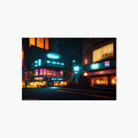 "Tokyo City Street View With Neon signs / Tokyo, Japan" Art Board Print ...