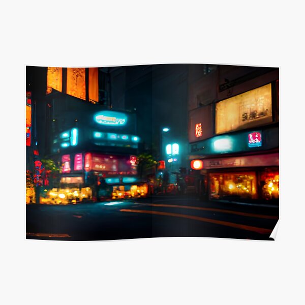 "Tokyo City Street View With Neon signs / Tokyo, Japan" Poster for Sale ...
