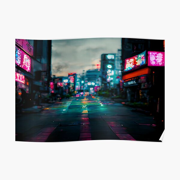 "Tokyo City Street View With Neon signs / Tokyo, Japan" Poster for Sale ...
