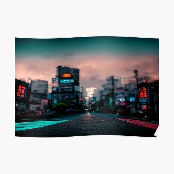 "Tokyo City Street View With Neon signs / Tokyo, Japan" Poster for Sale ...