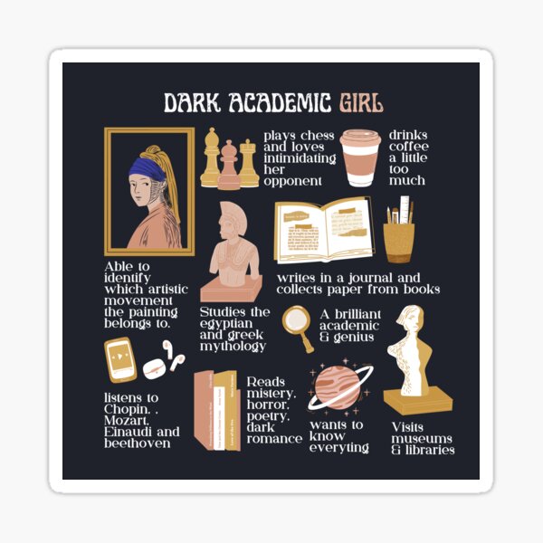 "Dark academic girl - Dark background" Sticker for Sale by DarkGiirrll ...