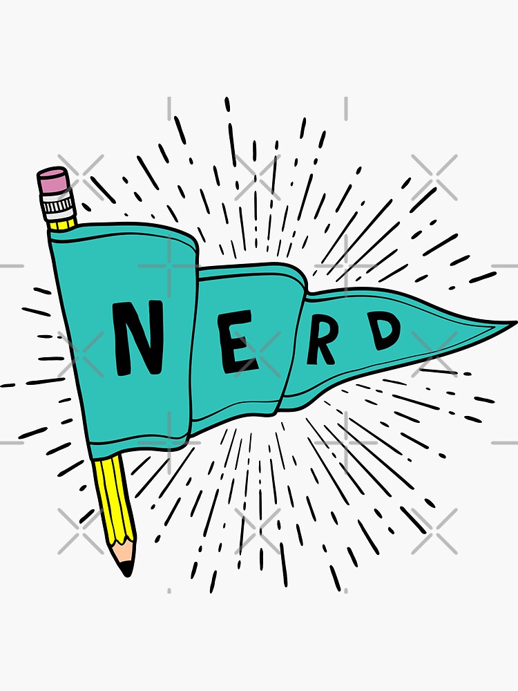 Pegatina «Nerd and Proud - Banderín con bandera de lápiz para artistas ...