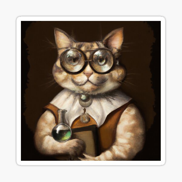 "Quill the Cat, wearing spectacles (Baroque)" Sticker for Sale by ...