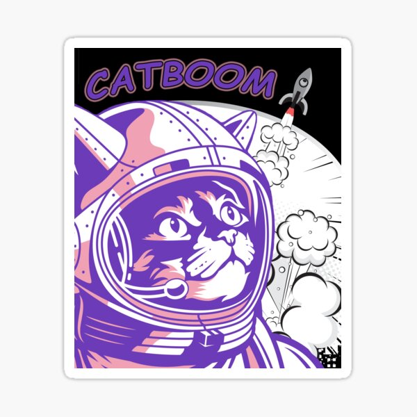"CATBOOM Comic Book Space Cat Explosion" Sticker for Sale by Mrspink16 ...