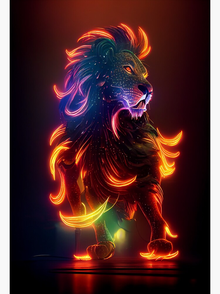 "Leon (Neon Lion)" Sticker for Sale by mrmichaelkent | Redbubble