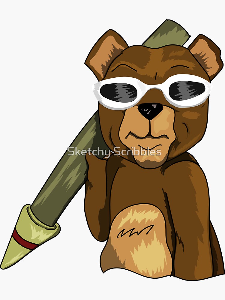 "Bazooka Bear " Sticker for Sale by Xillustrations | Redbubble