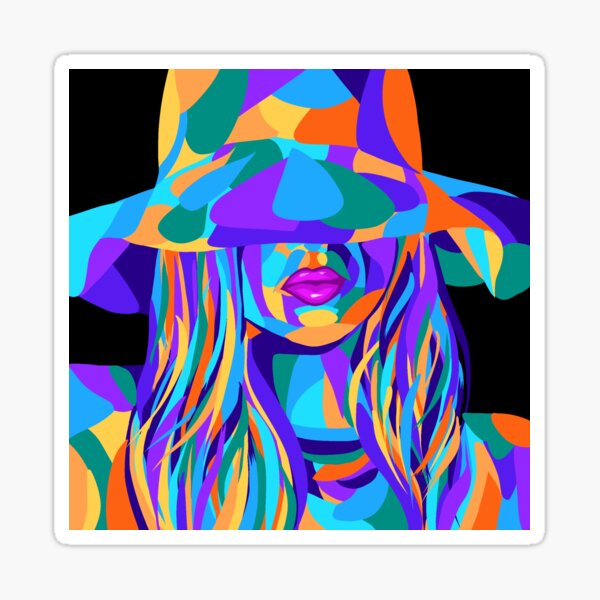 "Rainbow Portrait in a Sun Hat" Sticker for Sale by StarlitFirefly ...