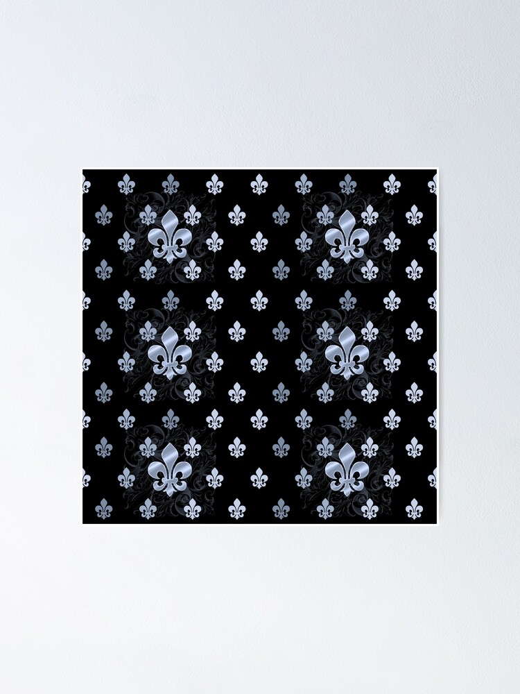 "Fleur de Lys-Black & Silver2" Poster for Sale by SSSowers | Redbubble