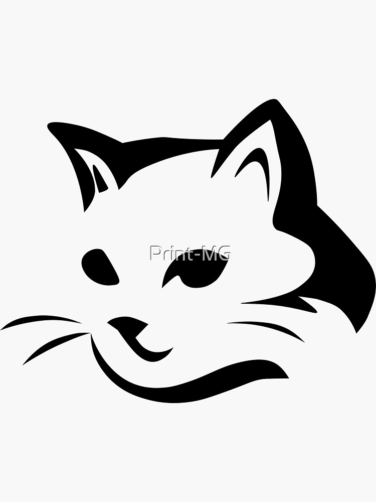 "Cute Cat Head" Sticker for Sale by Print-MG | Redbubble