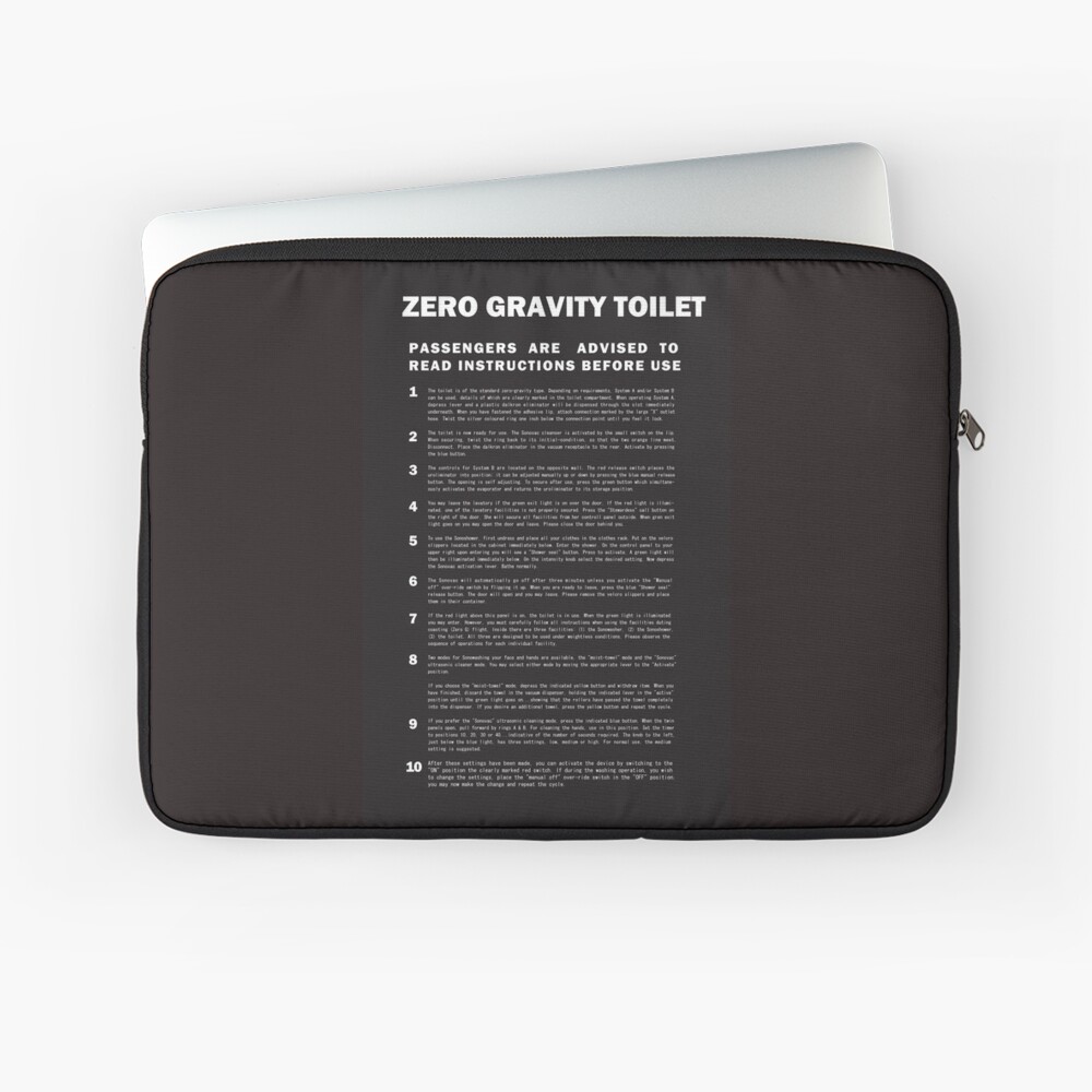 "2001 A Space Odyssey Zero Gravity Toilet Instructions" Laptop Sleeve ...