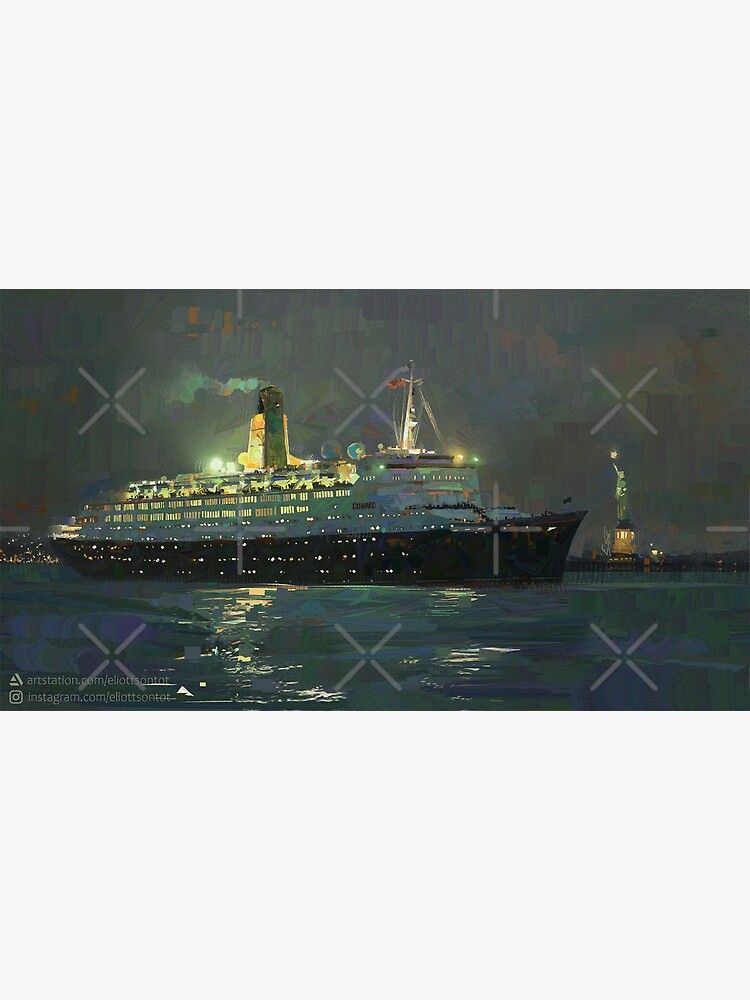 "RMS Queen Elizabeth 2 at New York - Maritime painting by Eliott Sontot ...