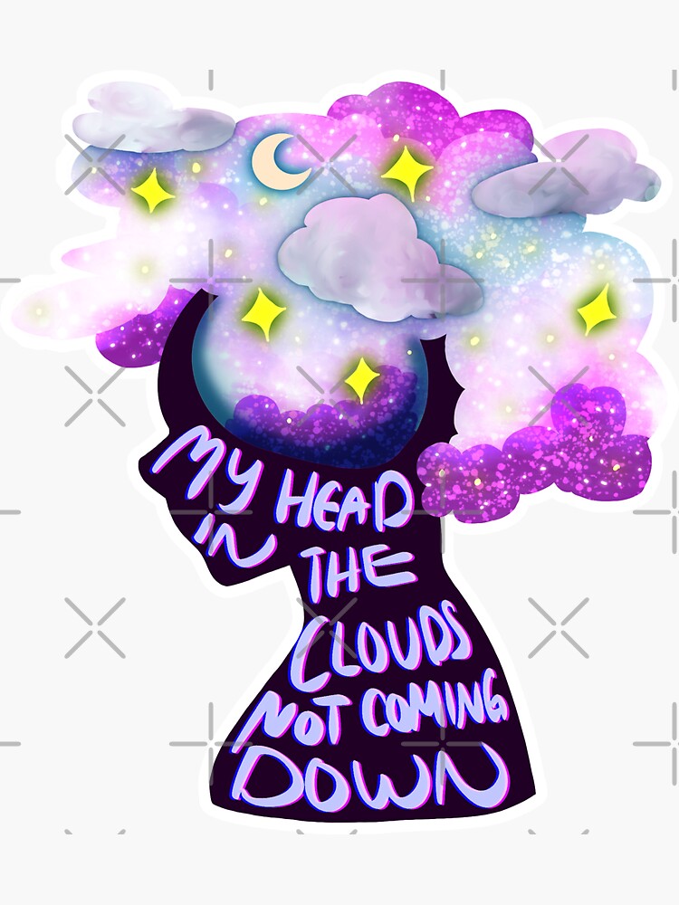 "Head in the Clouds" Sticker for Sale by Sketchy-Night | Redbubble