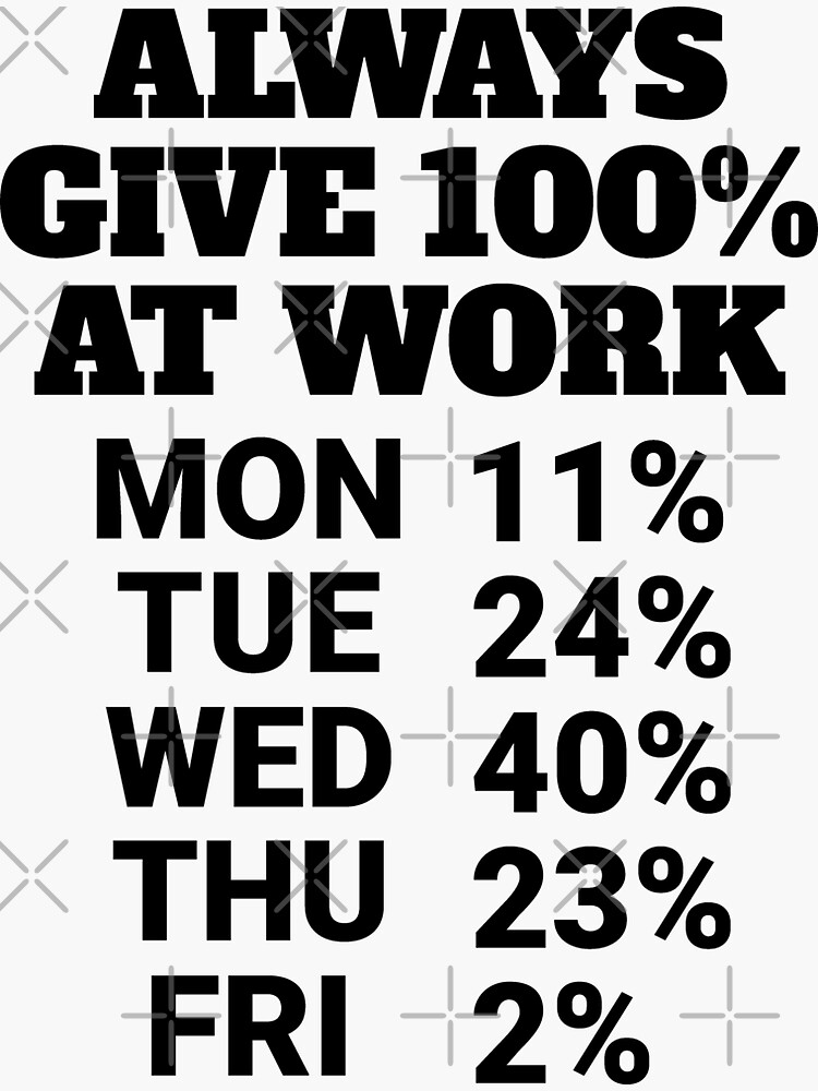 "Funny Sarcastic Anti-Work Always Give 100% At Work" Sticker for Sale ...