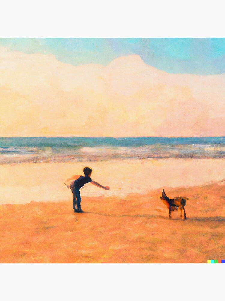 "boy meets dog by the ocean" Sticker for Sale by ARTacolyte | Redbubble