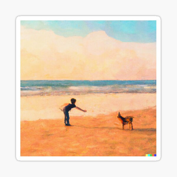"boy meets dog by the ocean" Sticker for Sale by ARTacolyte | Redbubble