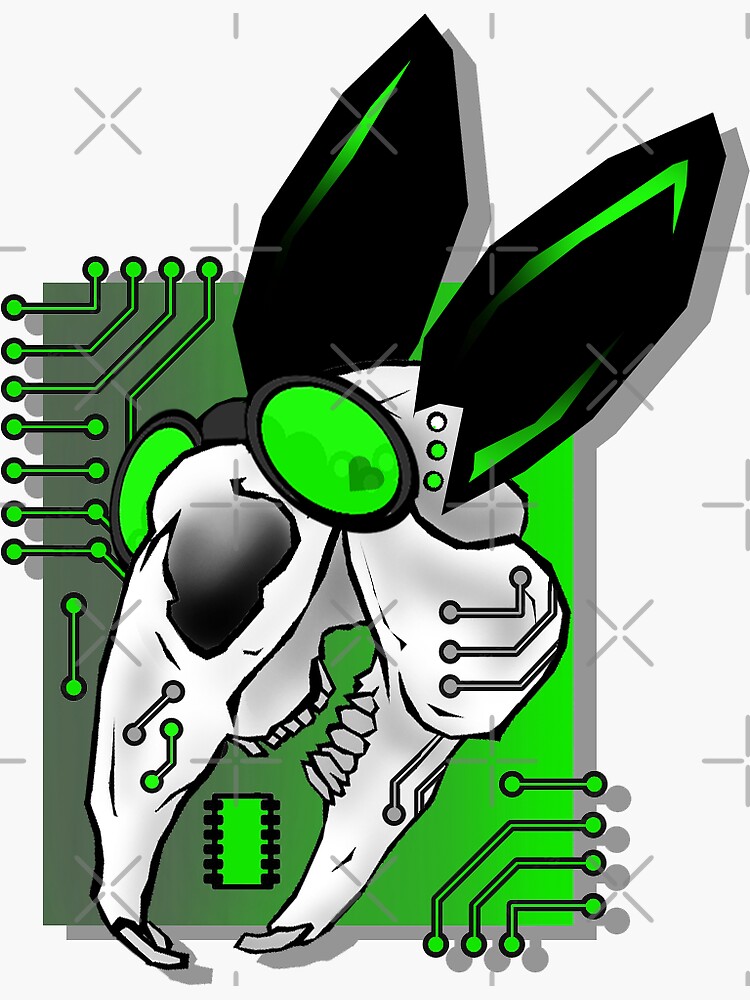 "Cyber Bunny Skull" Sticker for Sale by rockgem | Redbubble