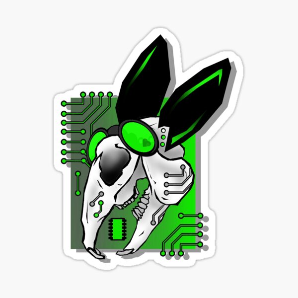 "Cyber Bunny Skull" Sticker for Sale by rockgem | Redbubble